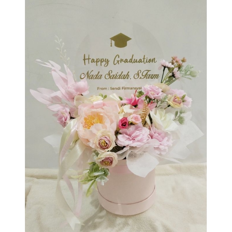 Jual bloom box akrilik bunga palsu custom tulisan Po 0-2hari | Shopee ...