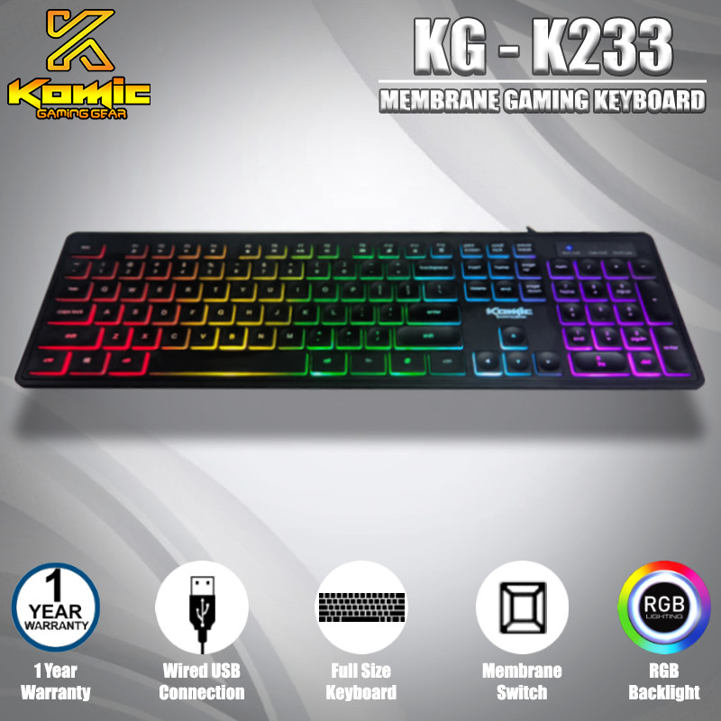 Jual Komic KG-K233 Keyboard Gaming Membrane - LED RGB Backlight | Shopee Indonesia