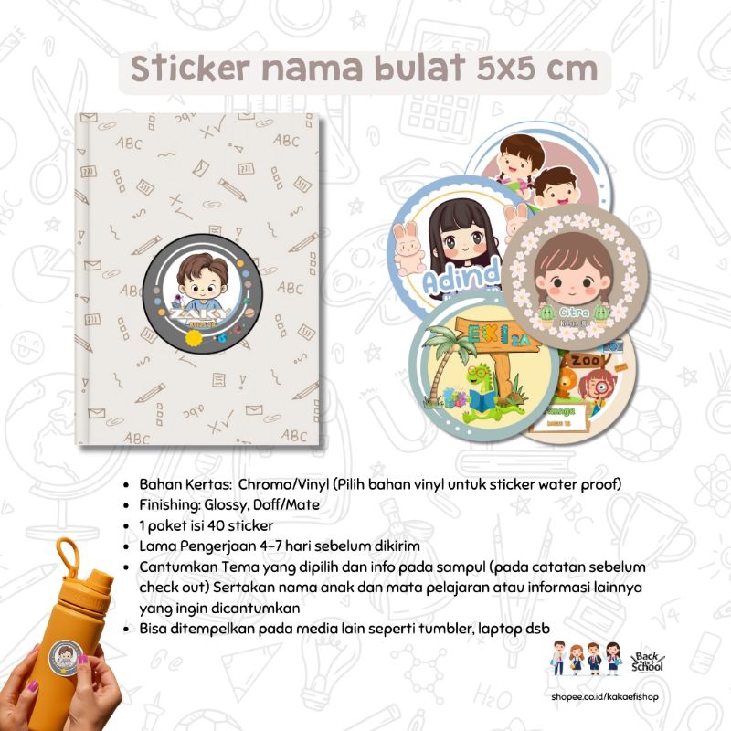Jual Sticker Label Bulat Bulat Custom Nama Untuk Buku dan Barang ...