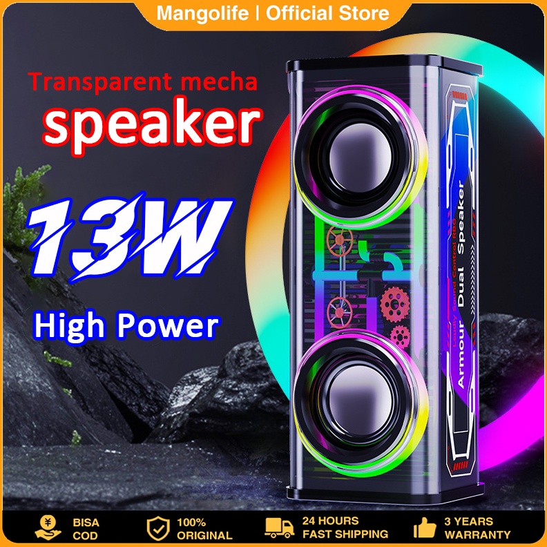 Jual Cyberpunk Bluetooth Speaker 13W Double Subwoofer Music Speaker RGB ...