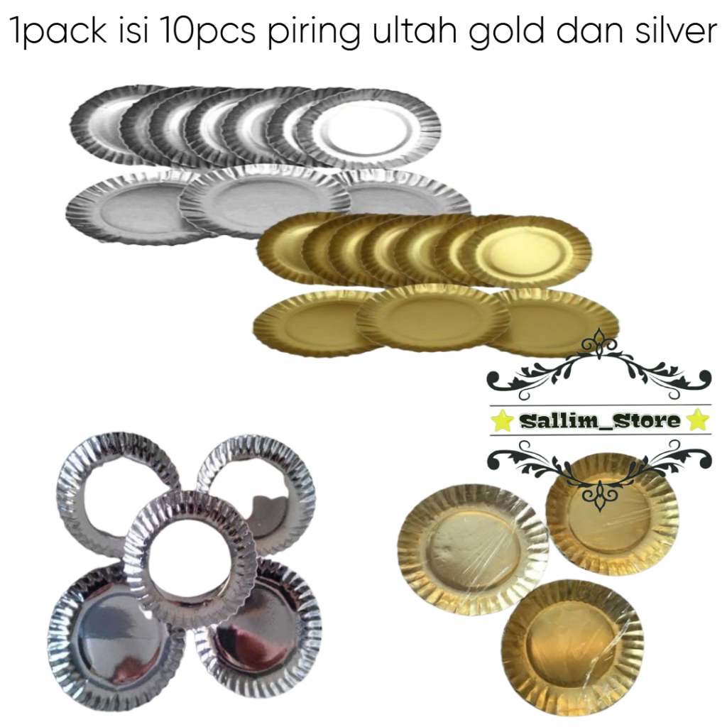 Jual Perlengkapan Ulang Tahun Piring Kue Warna Gold Dan Silver / Paper Plate / Piring Kue Kertas ...