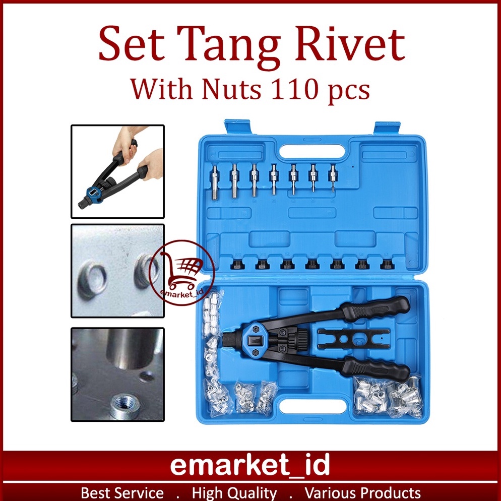 Jual KODE T77Q Set Tang Rivet With Nuts 11 Pcs Manual Alat Pasang Mur ...