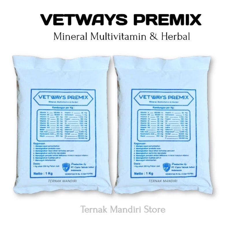 Jual VETWAYS PREMIX 1kg Mineral multivitamin untuk sapi kambing dan domba | Shopee Indonesia