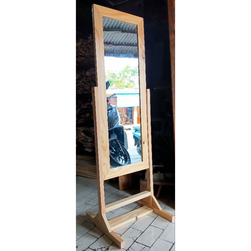 Jual stand mirror /cermin bingkai kayu berdiri | Shopee Indonesia