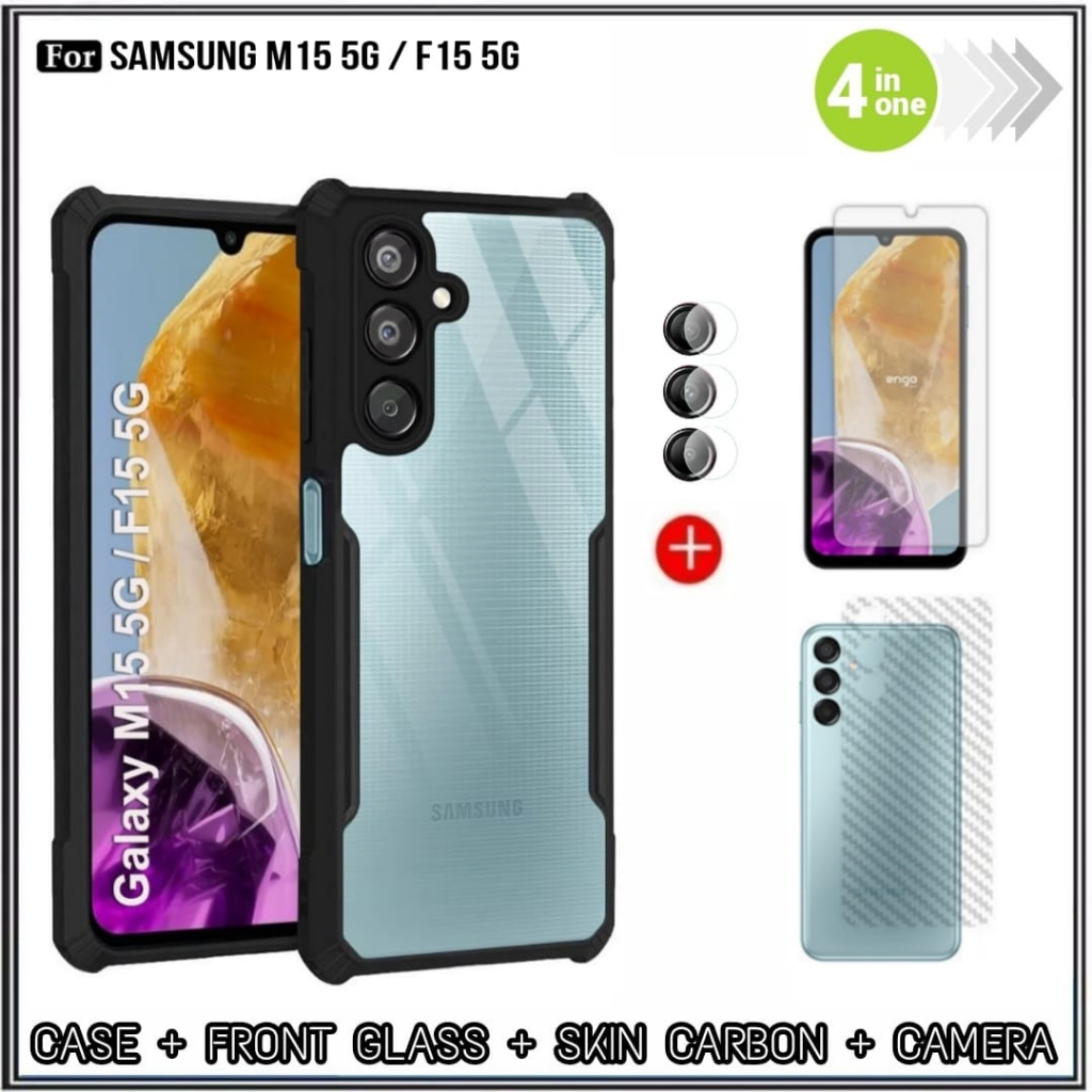 Jual PAKET 4IN1 Case Samsung M15 5G Soft Hard Fusion Free Tempered ...