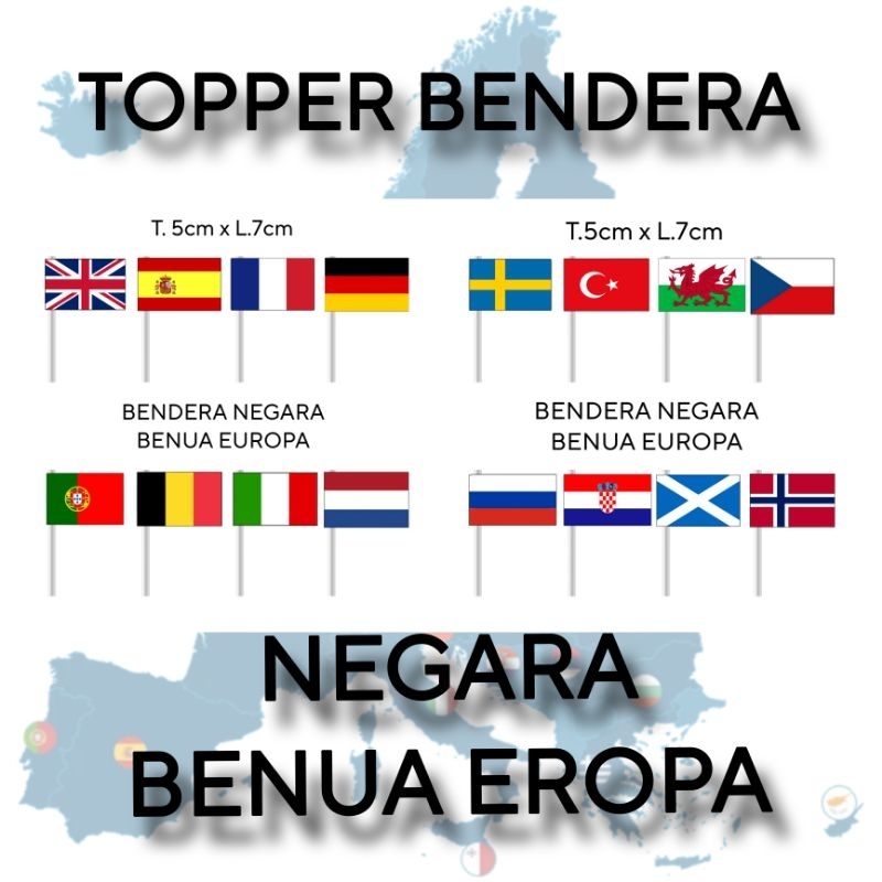 Jual topper bendera negara/hiasan kue bendera negara eropa | Shopee ...