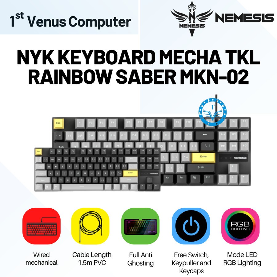 Jual Keyboard NYK Nemesis Mechanical Removable TKL SABER MKN-02 / KEY17 ...