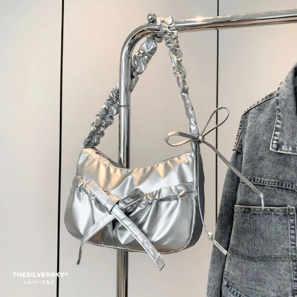 Jual Thesilversky Scrunchy Ribbon Bag | Tas Aesthetic Y2K Korea Wanita ...