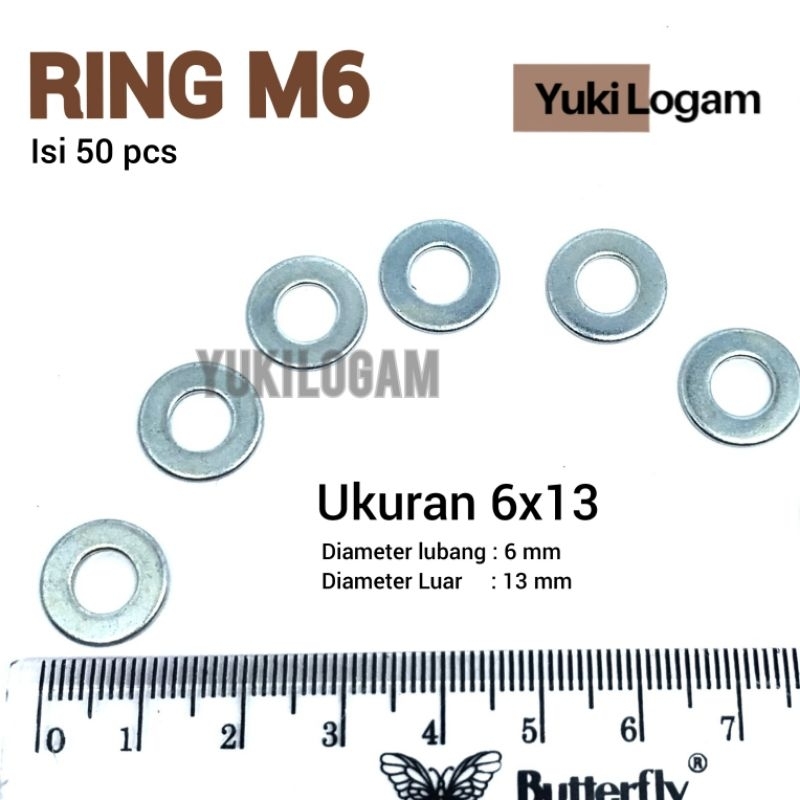 Jual 50 pcs Ring M6 ukuran 6x13 warna putih | Shopee Indonesia