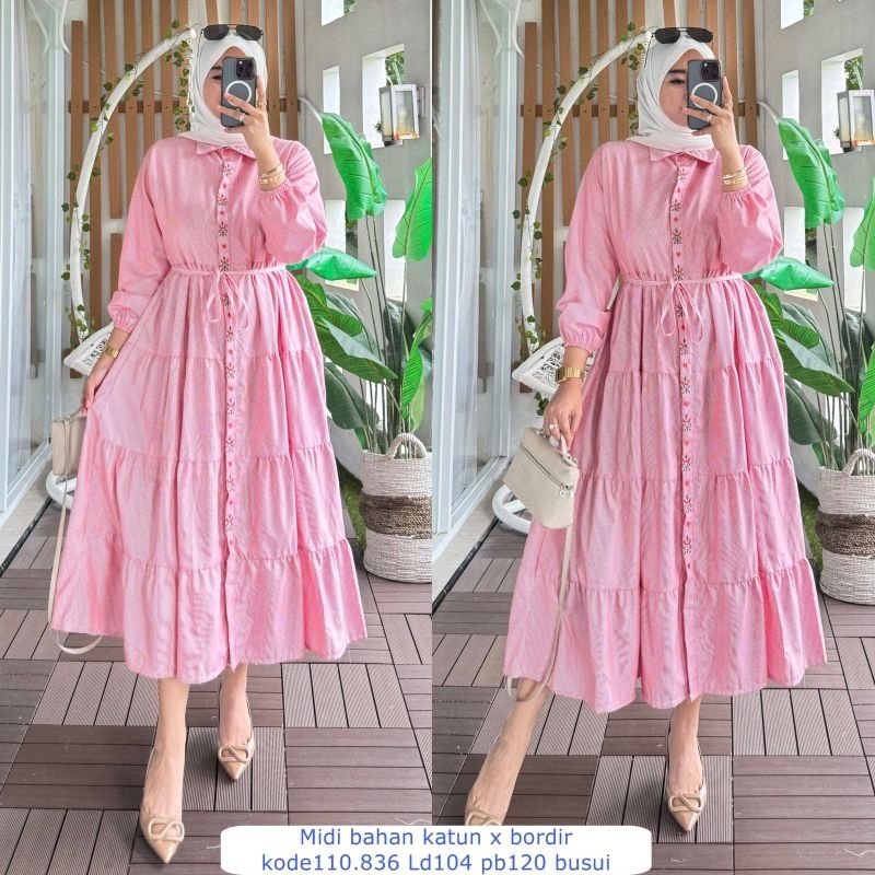 Jual Midi Kode 110 / 836 Salur Merah Bahan Katun Busui Friendly | Shopee Indonesia