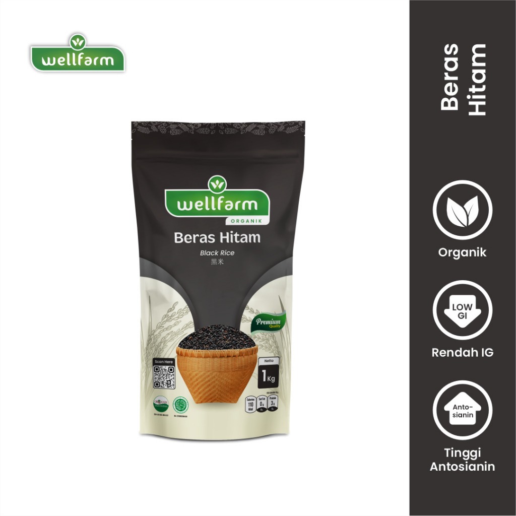 Jual Beras Hitam Organik Wellfarm Beras Hitam Premium kemasan 1kg ...