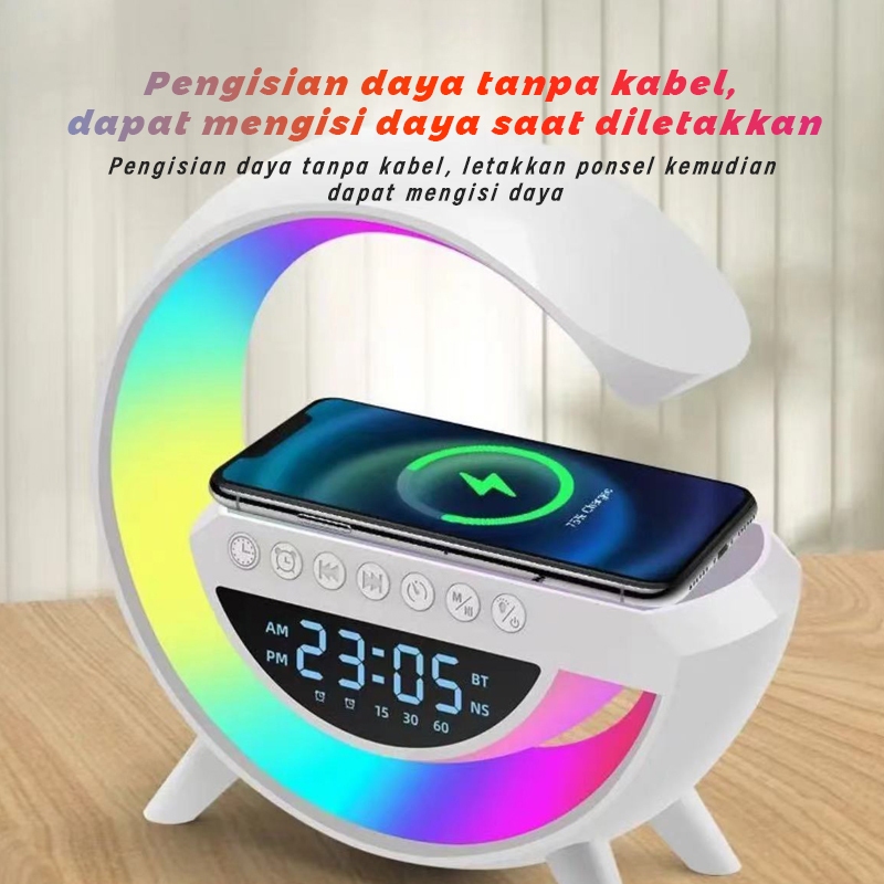 Jual [TECHIFY] Speaker Bluetooth, pengisian daya nirkabel ponsel, lampu malam dengan jam dan jam ...