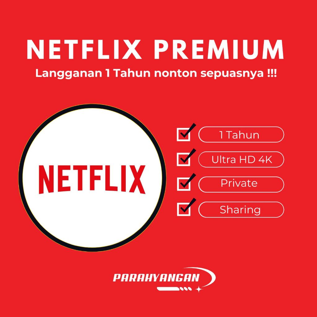 Jual NETFLIXX PREMIUM 1 TAHUN SUPPORT SEMUA PERANGKAT GARANSI RESMI 4K | Shopee Indonesia