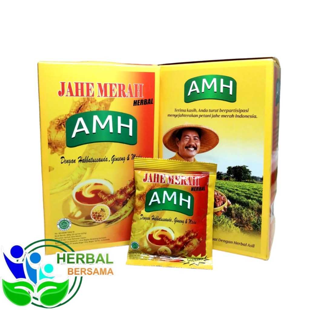 Jual Jahe AMH Per Box 20 Sachet | Jahe Merah Herbal Plus Habbatussauda ...