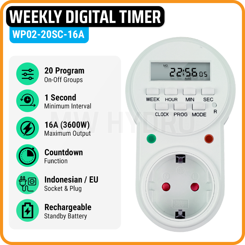 Jual Programmable Weekly Digital Timer Plug Socket Switch - Timer Stop Kontak - 20 Program On ...
