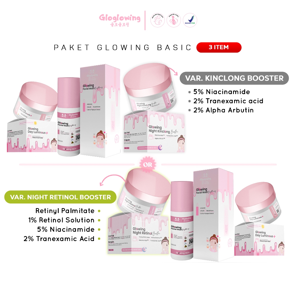 Jual GLOGLOWING Paket Glowing Basic "3 item" | Shopee Indonesia