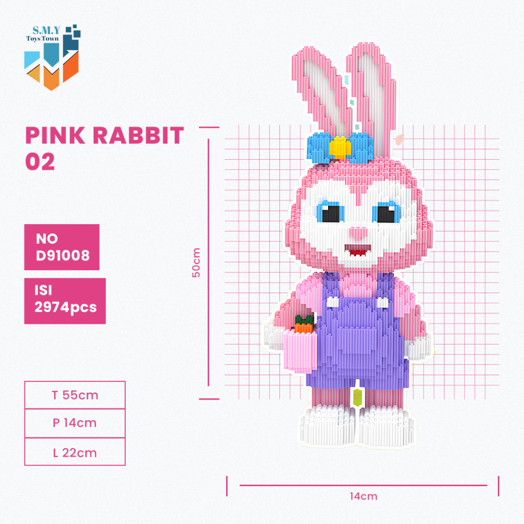 Jual SMY Toystown Pink Rabbit Big Nano Block Bricks Mainan Balok Susun ...