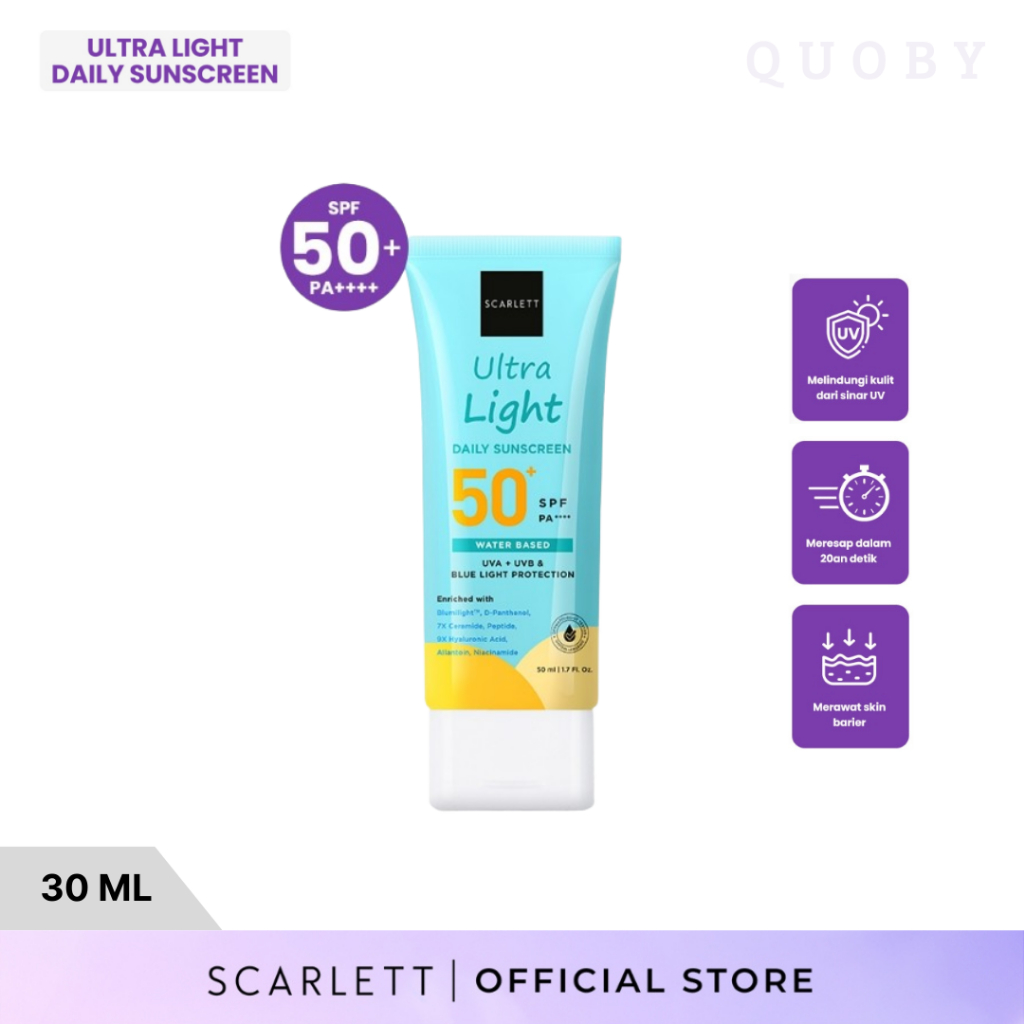 Jual SCARLETT Ultra Light Daily Sunscreen Whitening SPF 50 + Pa ...
