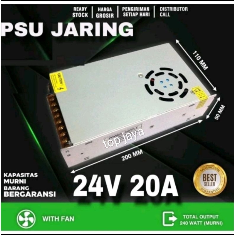 Jual Switching Power Supply PSU 24V 20A High Quality, 24 Volt 20 Ampere Cooling Fan Jaring ...
