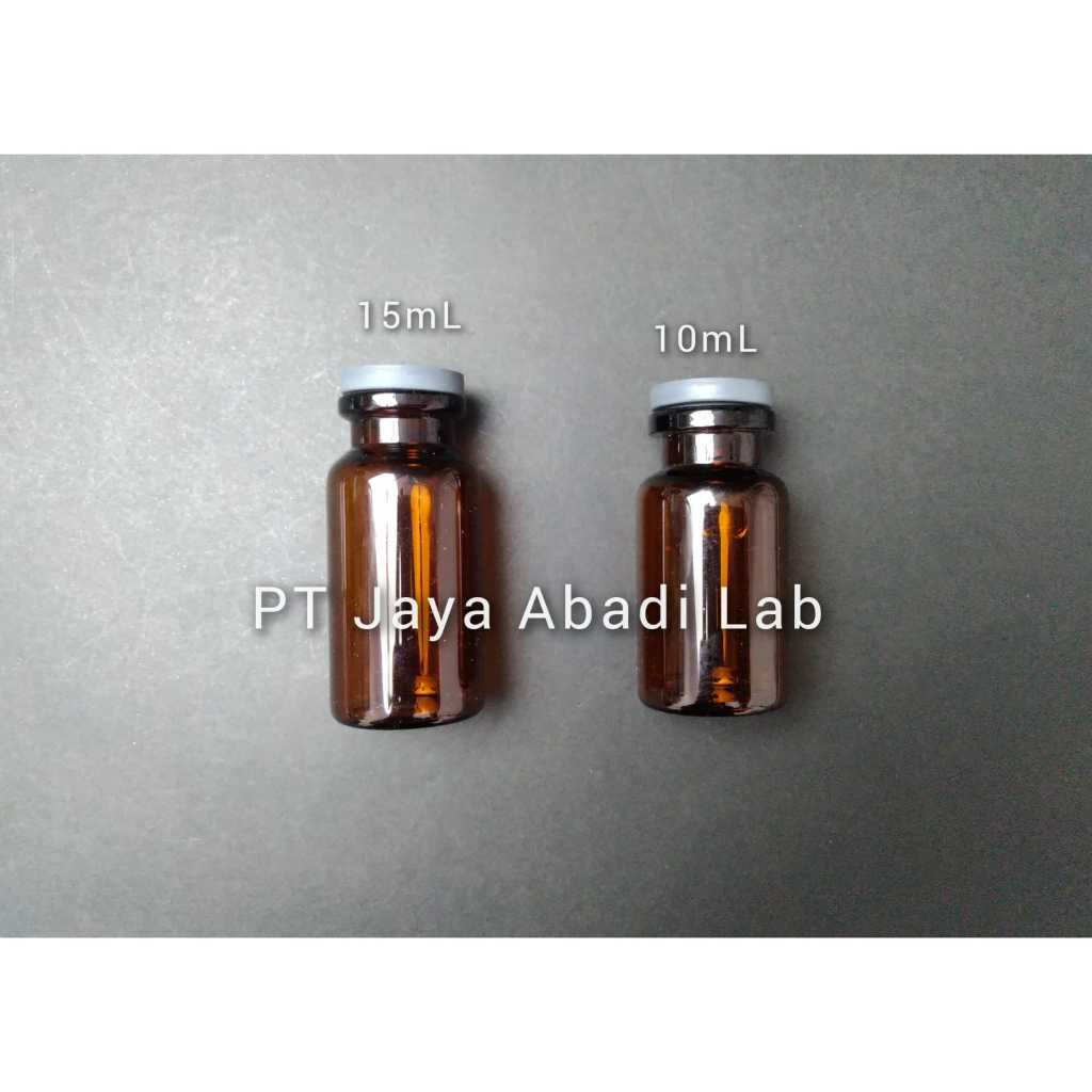 Jual botol kaca gelap vial amber 10 ml 10ml 15 ml 15ml tutup karet coklat obat kimia | Shopee ...