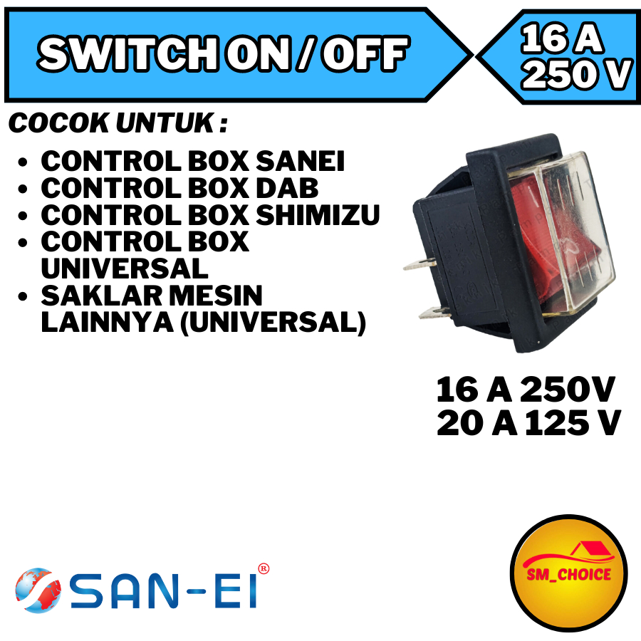 Jual SAN EI SAKLAR ON OFF SATELIT 16A 250V / 20A 125V SANEI - SWITCH ...
