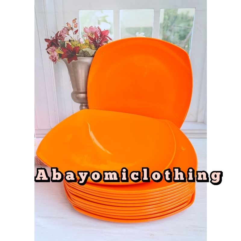 Jual BARU PAKET 1.LUSIN PIRING MAKAN KOTAK MELAMIN UKURAN 9INCH ORANGE ...