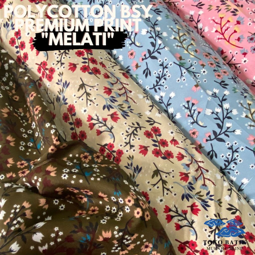 Jual Kain Poly-Cotton BSY Print Premium Silk Motif Kembang "MELATI ...