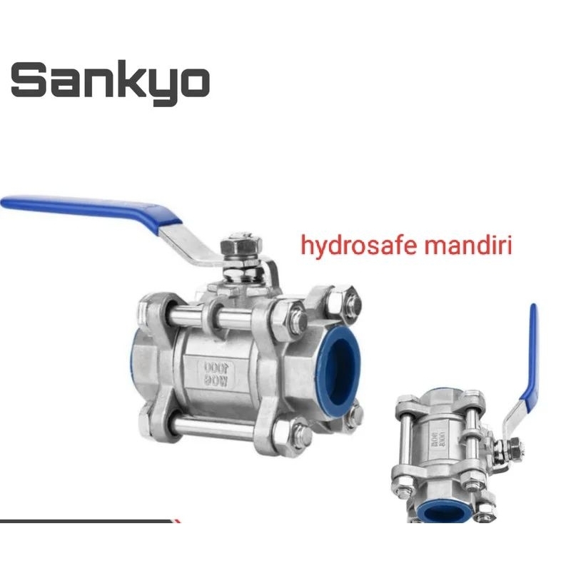 Jual Stop kran air ball valve SANKYO 3 pc body stainless steel size 2 1/2" inch | Shopee Indonesia