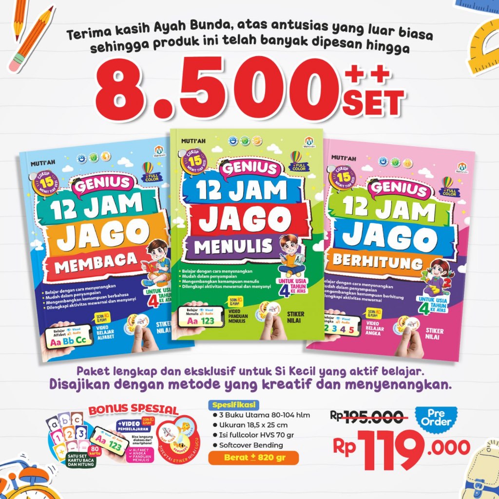 Jual Gusfams - Buku Calistung Genius - Paket 12 Jam Jago Baca Tulis Hitung Anak - ZiyadBooks ...