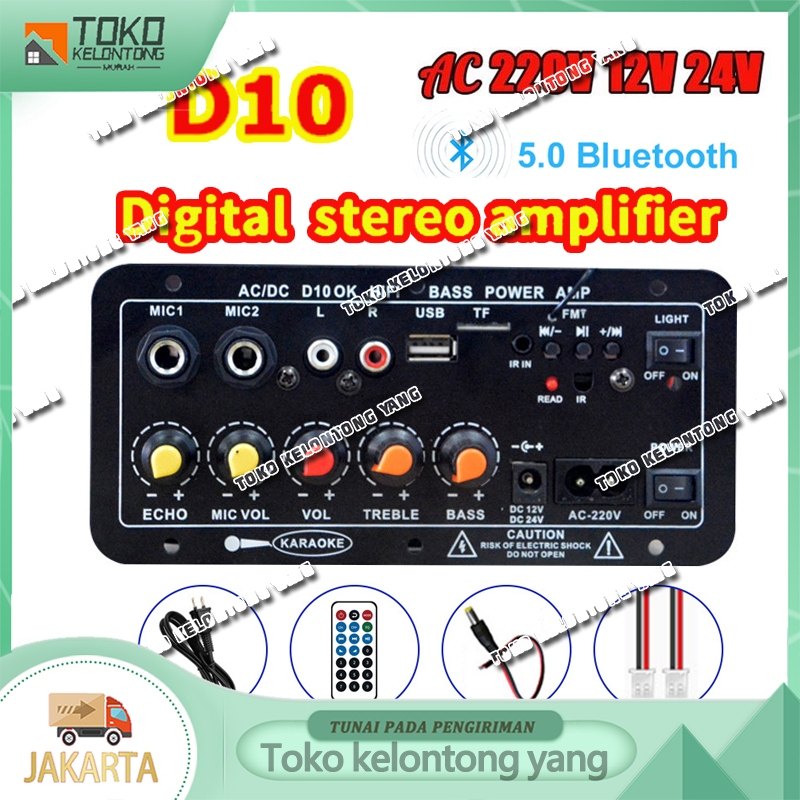 Jual D10 Amplifier Speaker Bluetooth USB Radio TF DIY Subwoofer D10 ...