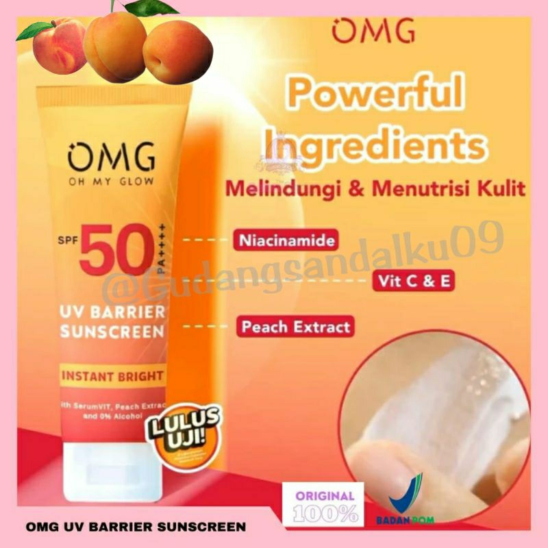 Jual OMG OH MY GLOW UV Barrier Sunscreen SPF 50 PA++++ 25 ml - Sunscreen - Mencerahkan dengan ...
