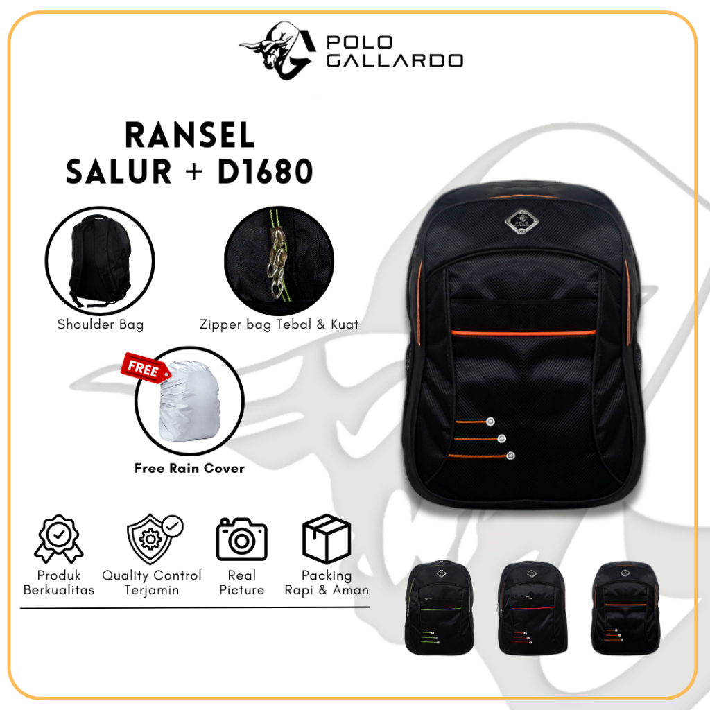 Jual Polo Gallardo BSD01 Tas Ransel Sekolah Pria Wanita Backpack Laptop 15 Liter Bahan D300 Rain ...