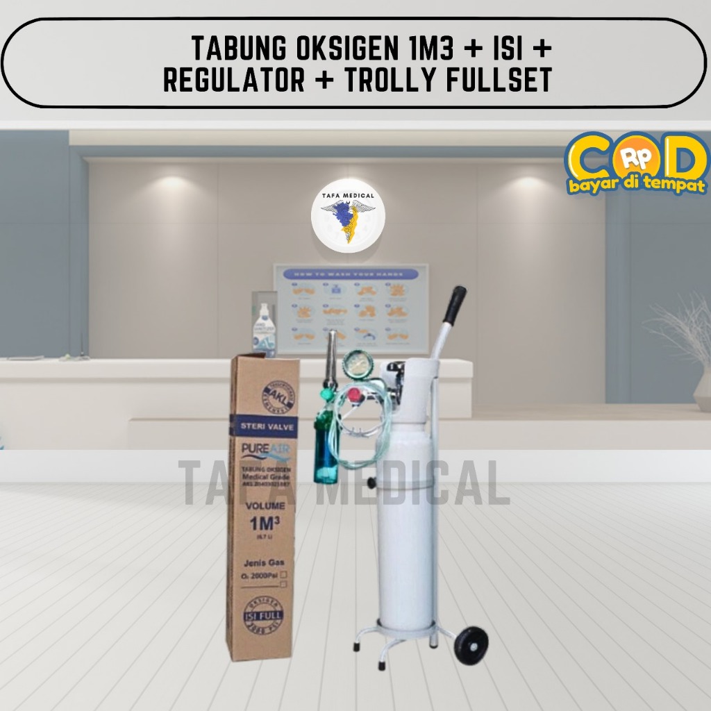 Jual Tabung Oksigen 1M3 Isi Komplit Regulator Trolly | Shopee Indonesia