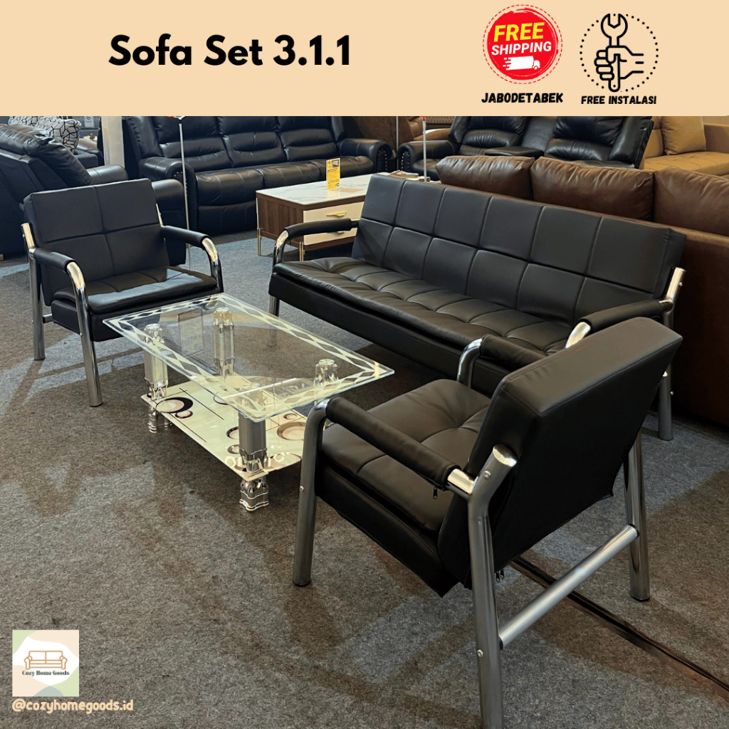 Jual Sofa Set 3.1.1 - Sofa Ruang Tunggu - Sofa Kaki Besi Sofa Kulit ...
