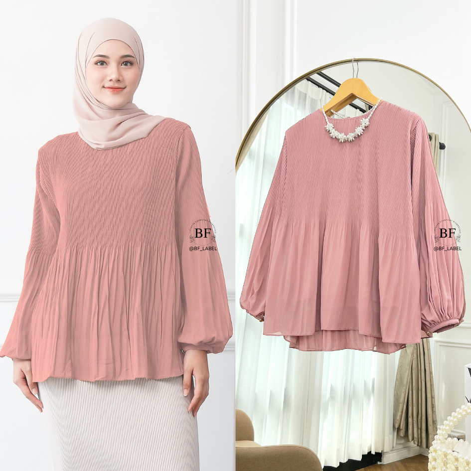 Jual BF Label - FIONA BLOUSE | Pleated Shirt Atasan Plisket Wanita Premium | Lebaran Idul Fitri ...