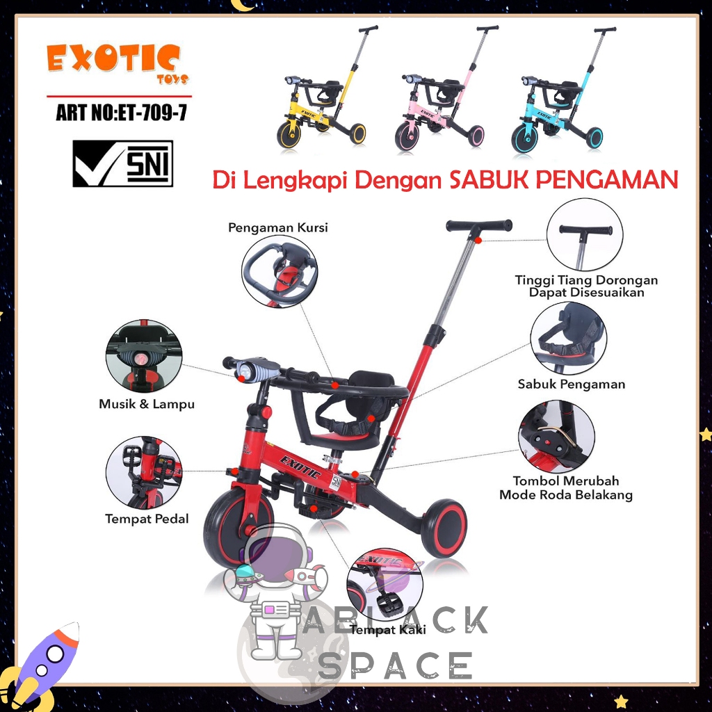 Jual Balance Bike Sepeda Roda Tiga 3 Push Bike Anak EXOTIC ET-709 / 709 ...