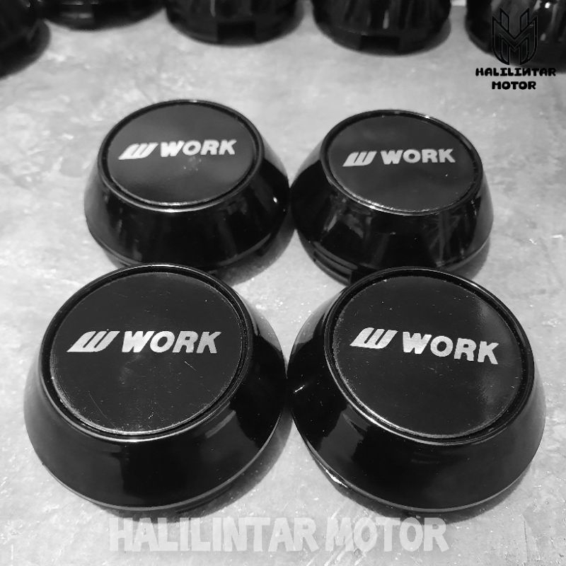 Jual Dop Roda tutup velg racing kerucut hitam WORK diameter 6,5cm harga ...