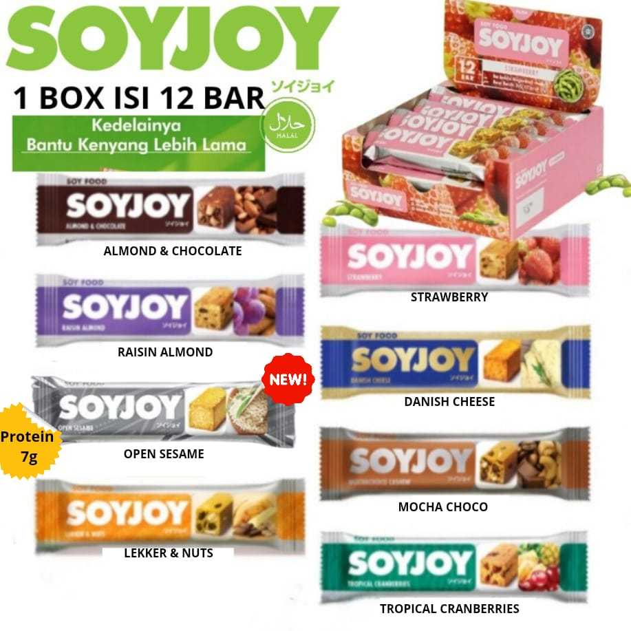 Jual SOYJOY 1 BOX isi 12 Snack protein Bar Kedelai tenaga recovery lari sepeda olahraga | Shopee ...