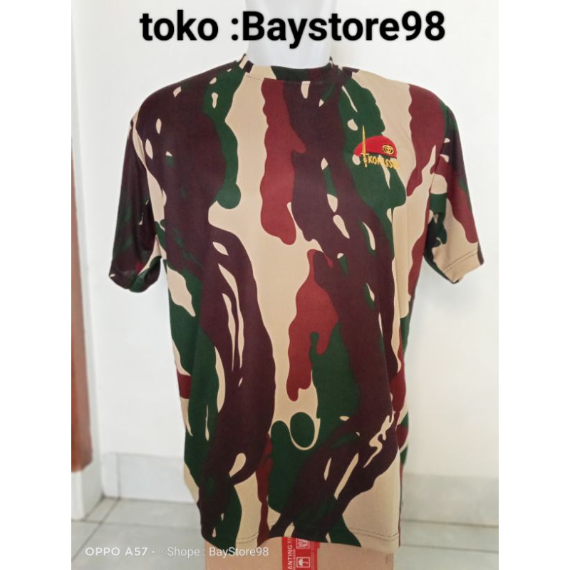 Jual Kaos Loreng Kopasus Logo Bordir Kopasus TNI Lengan pendek Daleman ...