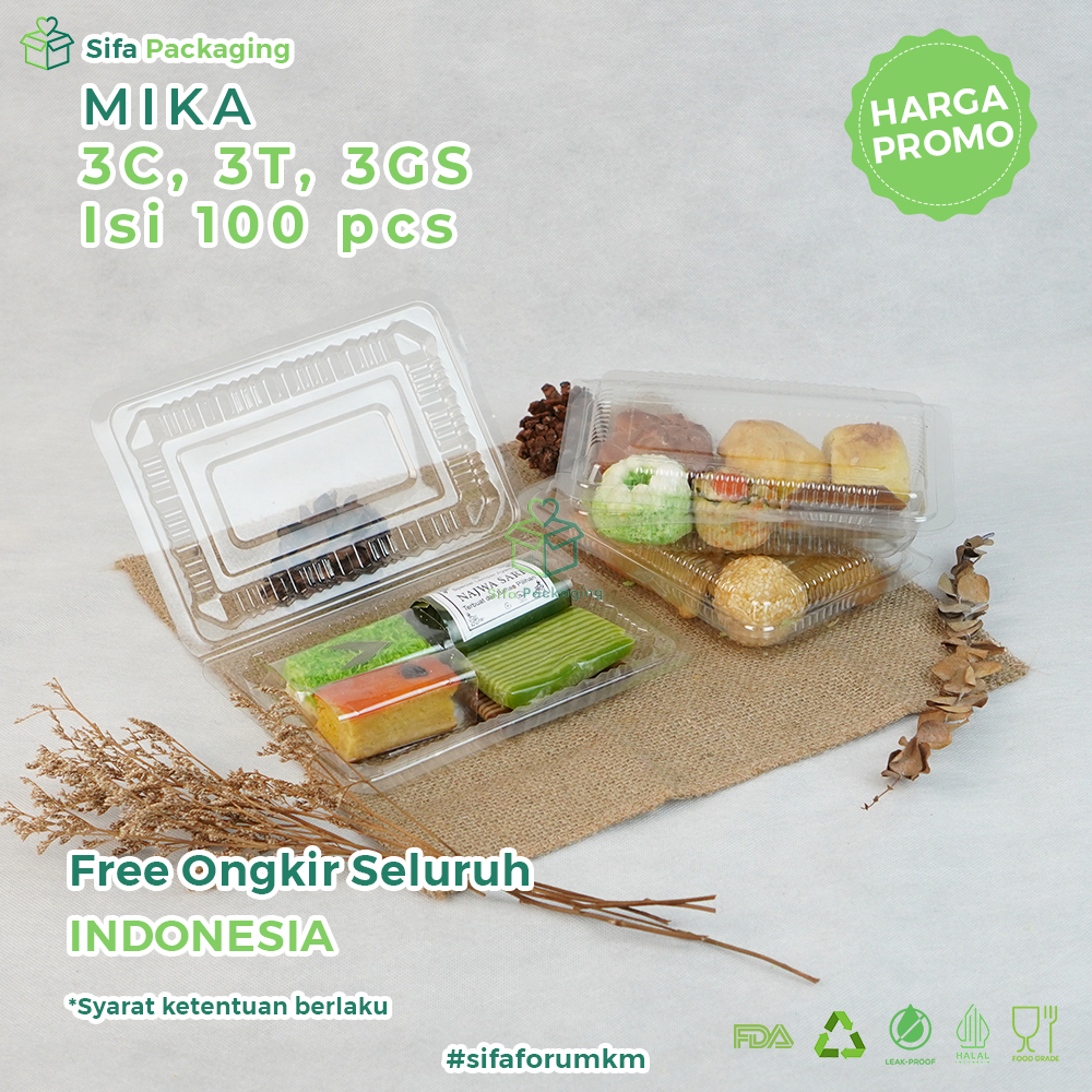 Jual Mika Plastik 3C 3T 3GS Kotak Besar Isi 100Pcs Mika Kue Basah ...