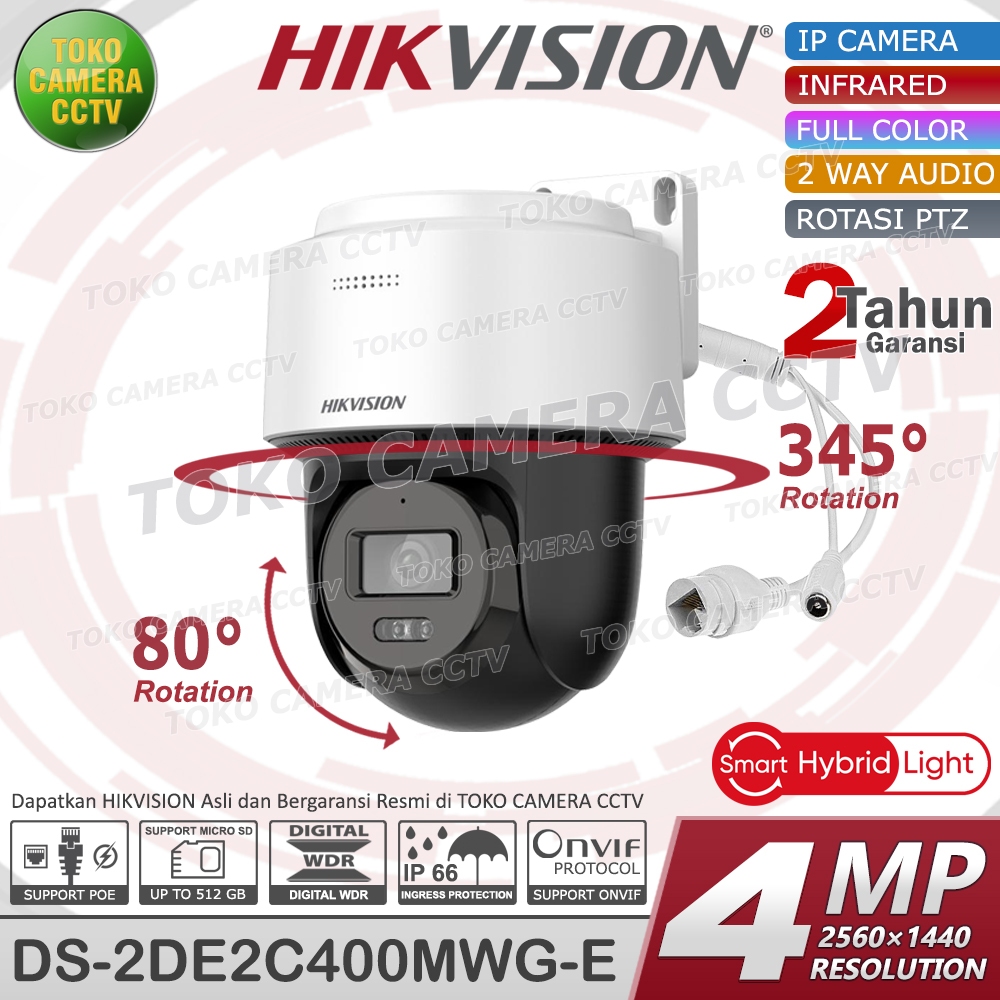 Jual HIKVISION DS-2DE2C400MWG-E IP CAMERA CCTV 4MP COLORVU MINI PT KAMERA PTZ 360 | Shopee Indonesia
