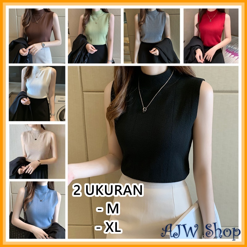 Jual AJW Atasan Rajut Import Premium Tanpa Lengan RM RA | Inner Turtleneck Wanita Premium ...