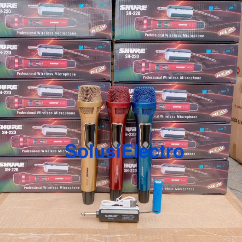 Jual Mic Wireless Shure SH 220 Mic Warna Murah | Shopee Indonesia