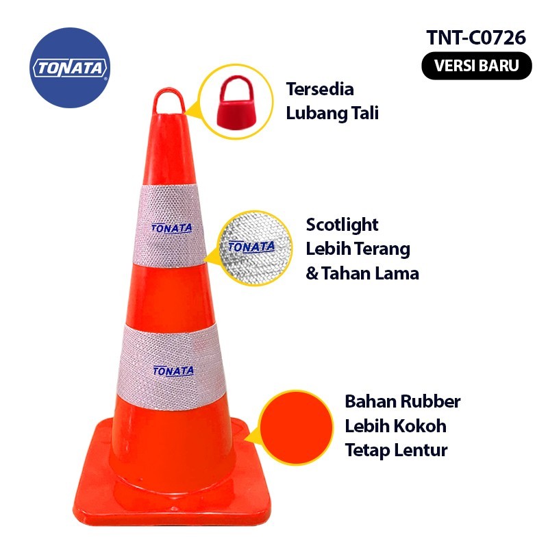 Jual Safety Traffic Cone / Kerucut Lalu Lintas Tonata 1,3 Kg 65 cm / With Handle | Shopee Indonesia