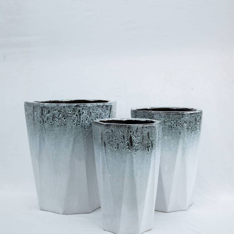 Jual Pot bunga pot keramik pot tanaman model tinggi warna gradasi hitam ...