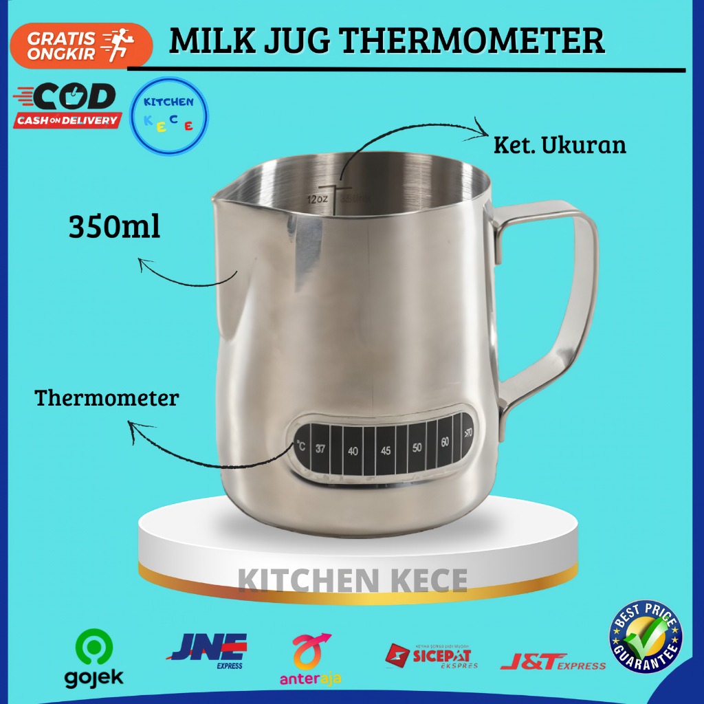 Jual Milk Jug Thermometer Kopi Cappucino Latte Art Jug Stainless ...