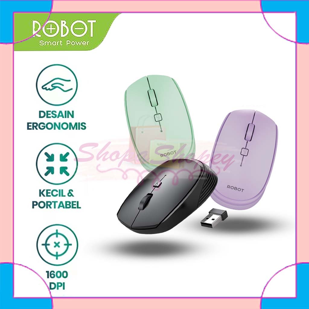 Jual Wireless Mouse ROBOT M205 2,4G 1600DPI for PC / LAPTOP - BLACK ...