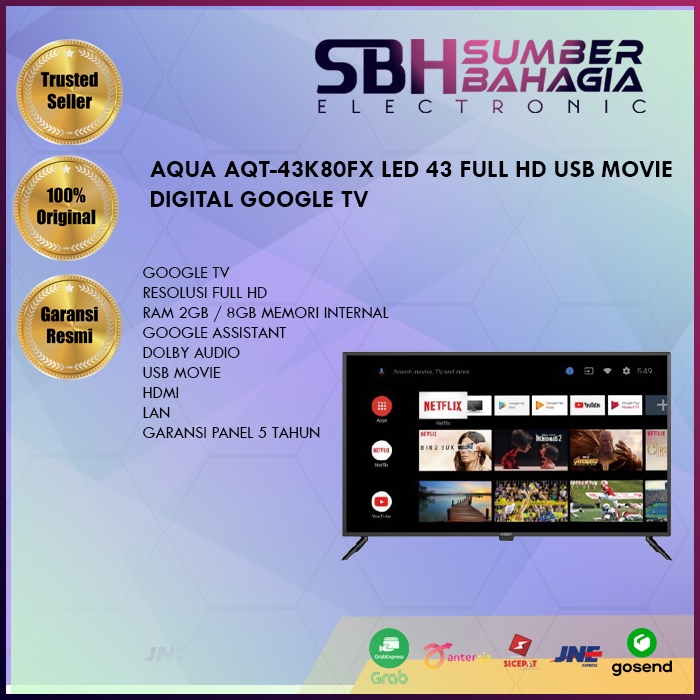 Jual AQUA AQT-43K80FX LED 43 FULL HD USB MOVIE DIGITAL GOOGLE TV (NEW) (KHUSUS BANDUNG) | Shopee ...