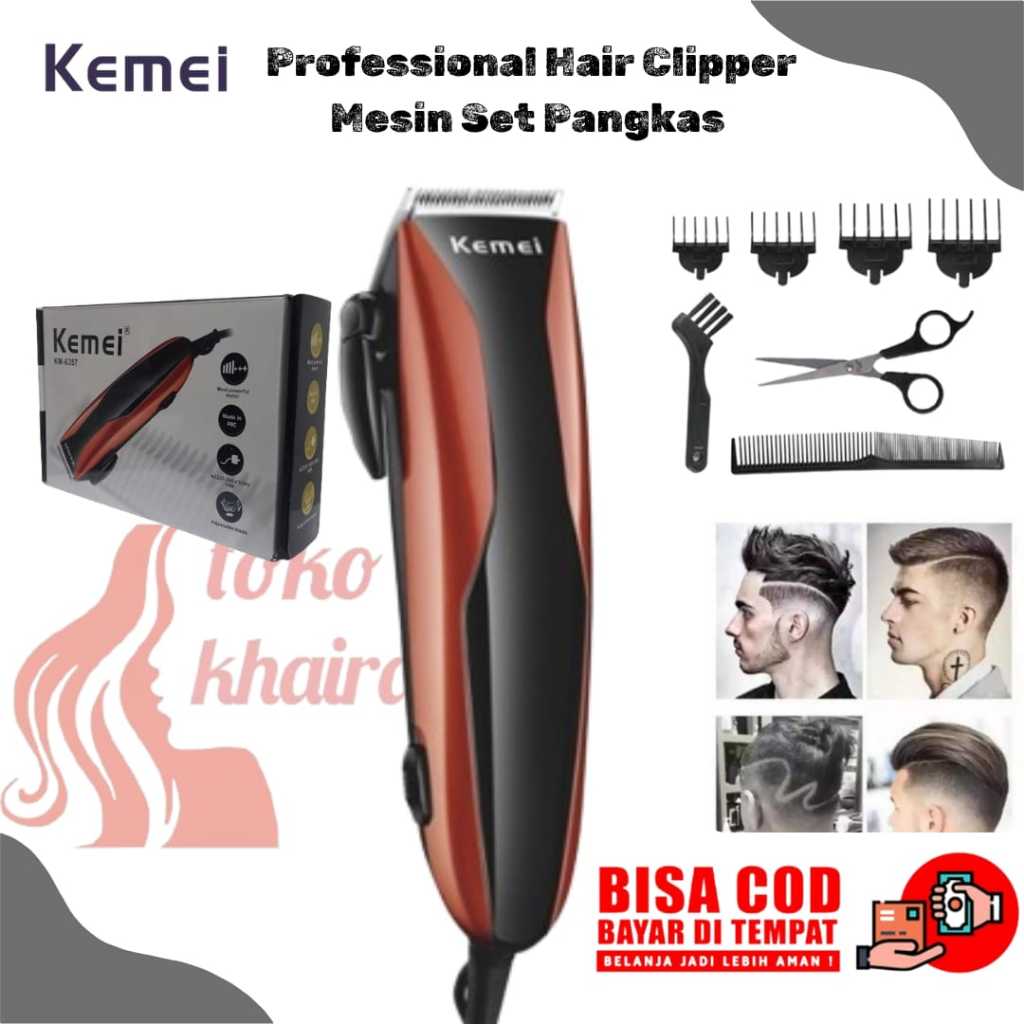 Jual Mesin Pangkas Rambut Kabel Set Lengkap Taper Sisir Gunting ...