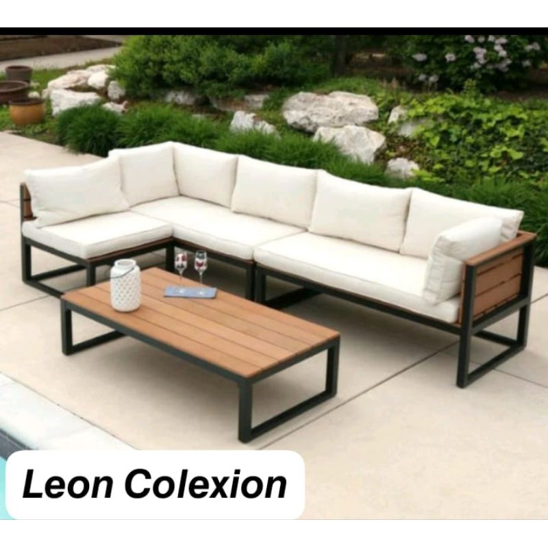 Jual sofa minimalis sudut teras | sofa outdoor rangka besi | Shopee ...